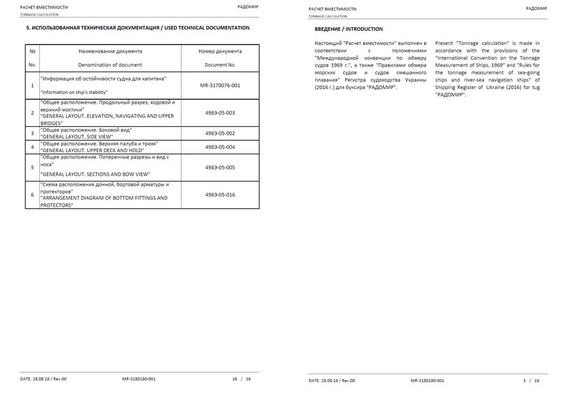 Our works in tonnage calculation | Navalista LLC